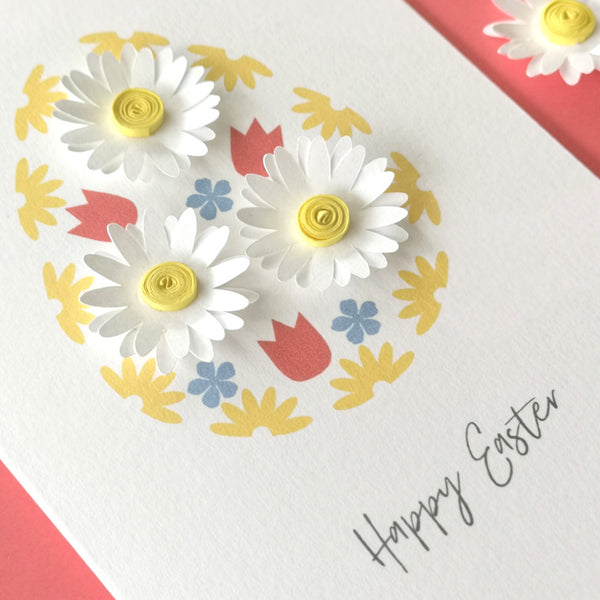 Happy Easter Egg With Paper Daisy Flower Card - Hello Ruth