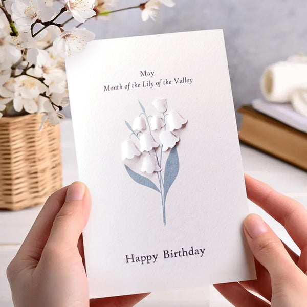 Birth Flower Birthday Card With Paper Flowers - Hello Ruth